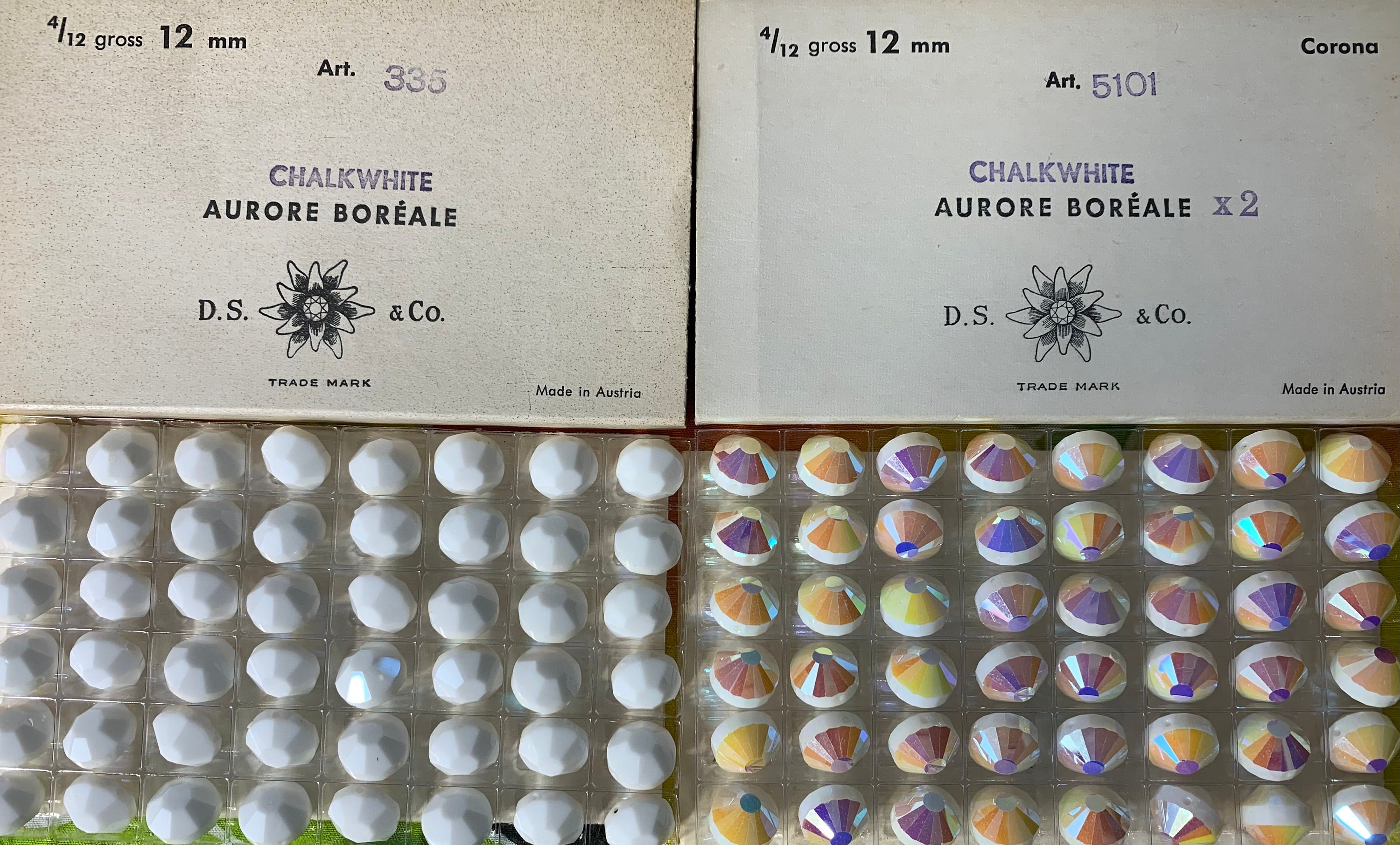 Chalk White AB, Chalk White AB 2X, 12mm, 6 Beads, 48 Beads, Vintage ...