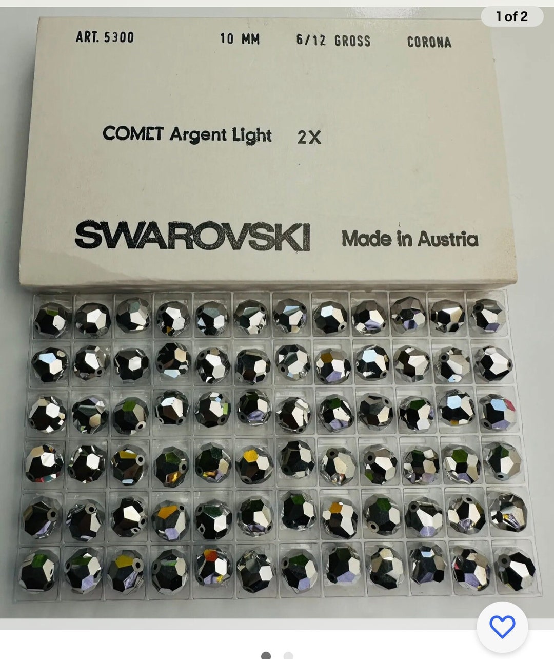 10mm, Crystal Comet Argent Light 2x, Solid, Silver, Art 5300, Round ...