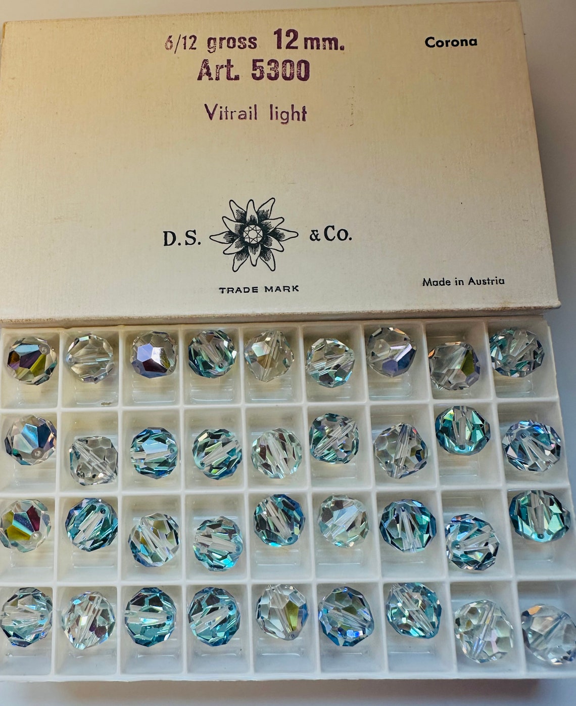 12mm, Vitrail Light, Art 5300, Round , Fancy Tipped Bead, 12 Beads, 72 ...