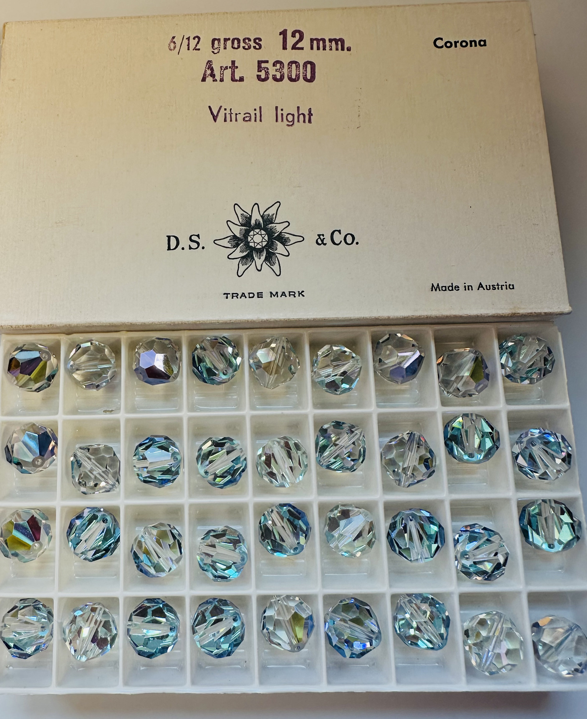 12mm, Vitrail Light, Art 5300, Round , Fancy Tipped Bead, 12 Beads, 72 ...