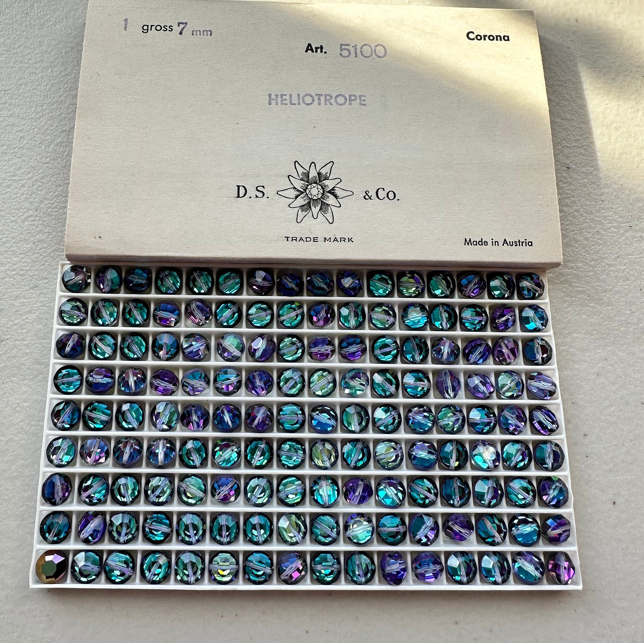 Heliotrope, 7mm, 12 Beads, 144 Beads, Vintage, Swarovski Factory Packs ...