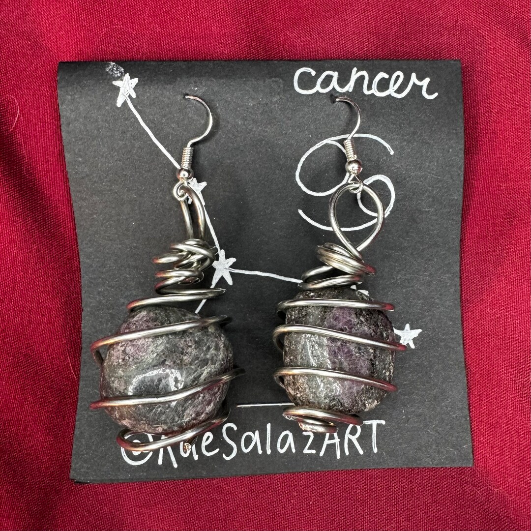 Cancer: Ruby Matrix Wire Wrapped Crystal Earrings - Etsy