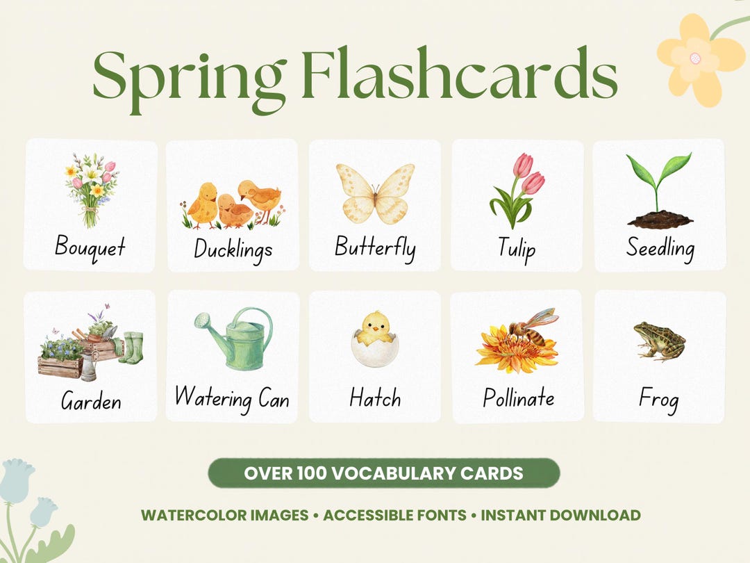 Spring Vocabulary Flashcards | Printable Alphabet Cards | Preschool ...