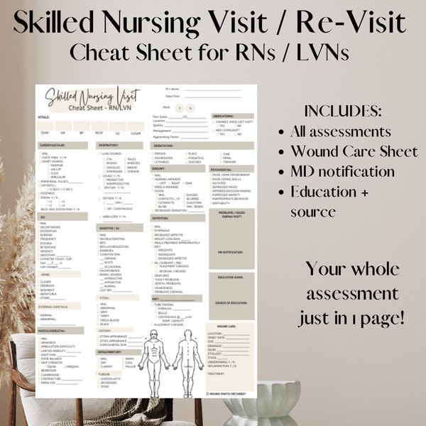 Home Health Cheat Sheets - Etsy