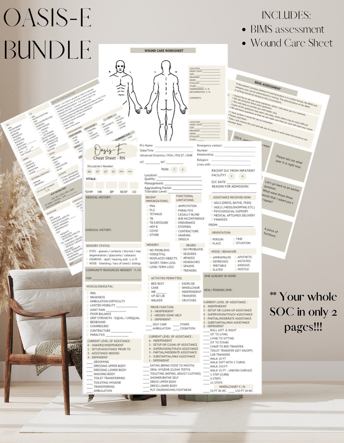 Oasis-e SOC Cheat Sheet Bundle for Home Health Nurses - Etsy