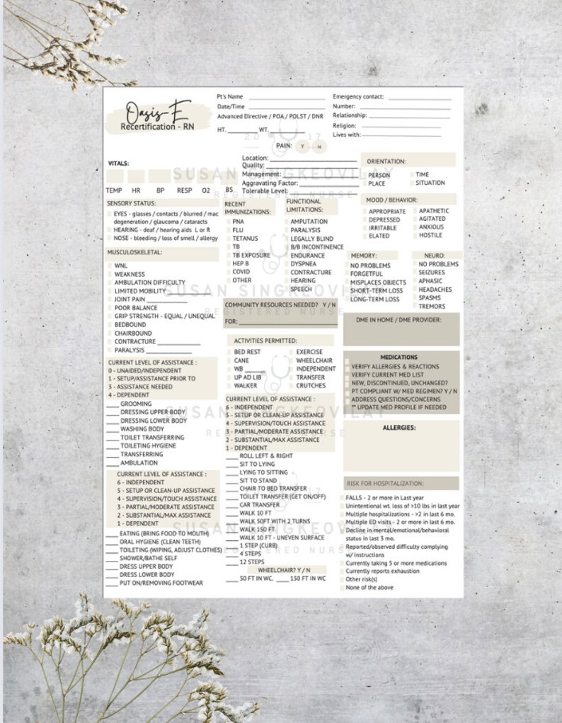 2023 OASIS-E Recertification Cheat Sheet Only - RN - Etsy