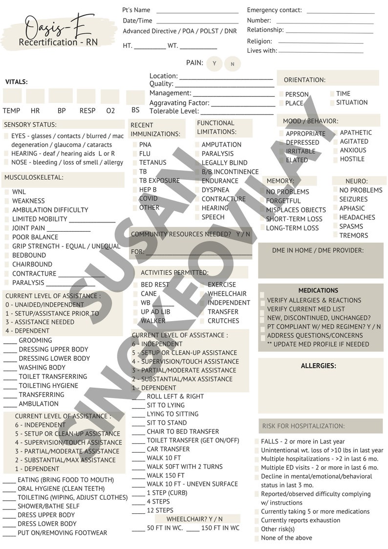 2023 OASIS-E Recertification Cheat Sheet BUNDLE - RN - Etsy