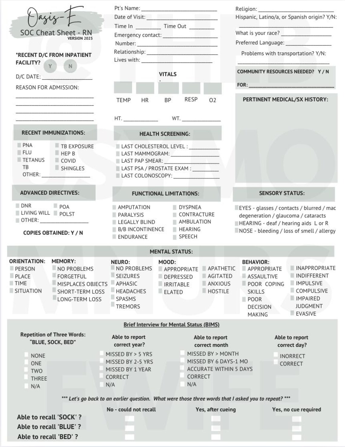 NEW *UPDATED 2025* - Oasis-e SOC Cheat Sheet for Rns - Etsy UK
