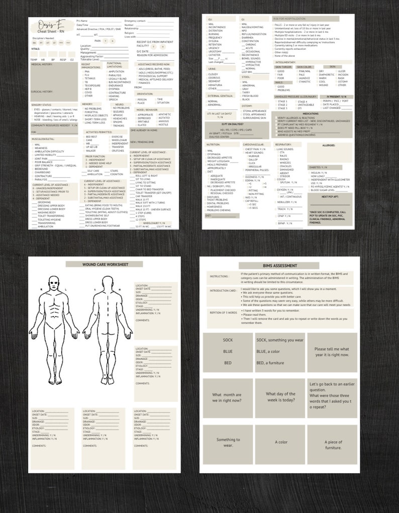 Oasis-e SOC Cheat Sheet Bundle for Home Health Nurses - Etsy