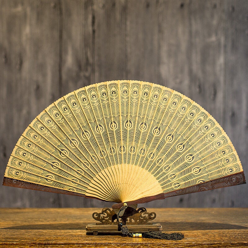 Red Sandalwood Edge Burmese Fragrant Wood Handicraft Hollow Fan Wooden ...