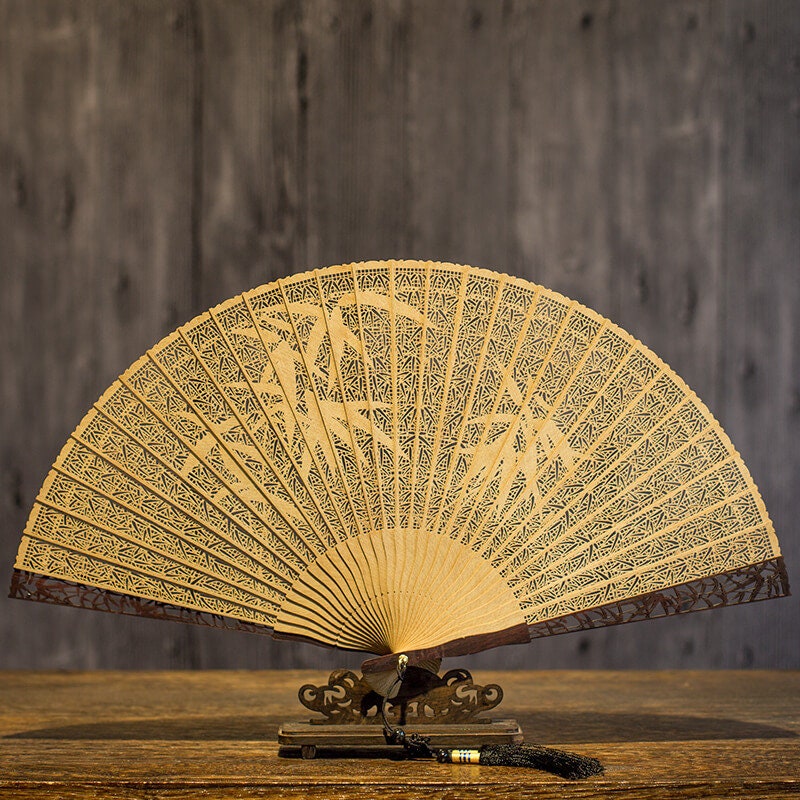 Red Sandalwood Edge Burmese Fragrant Wood Handicraft Hollow Fan Wooden ...