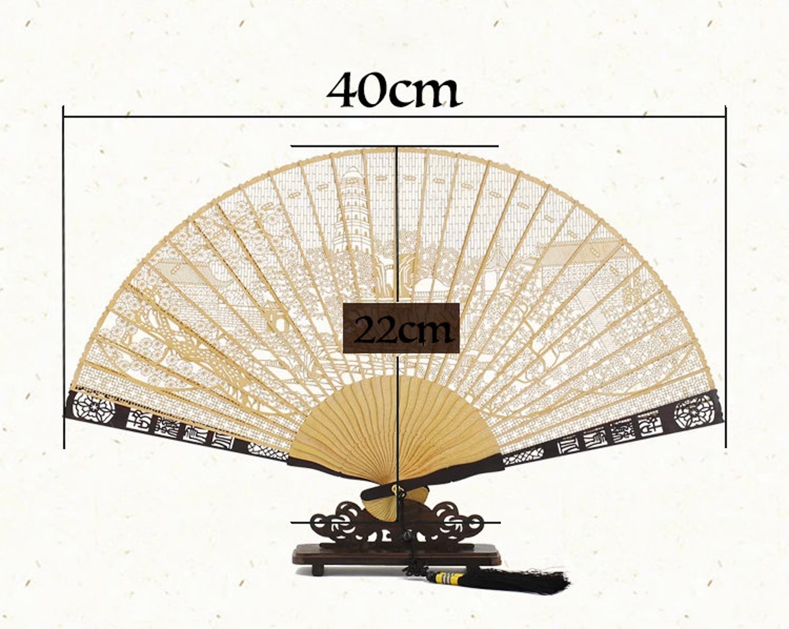 Red Sandalwood Edge Burmese Fragrant Wood Handicraft Hollow Fan Wooden ...