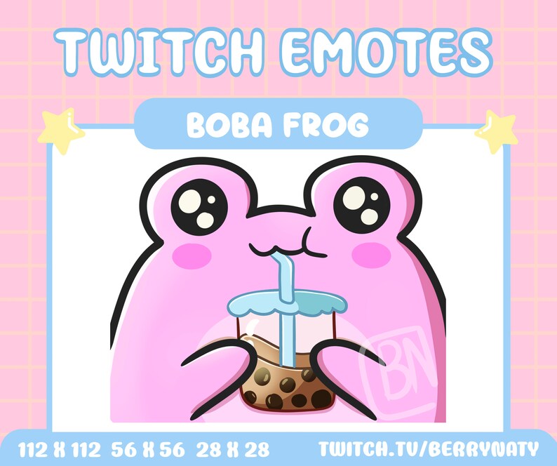 Cute Frog Emote for Twitch Streamers, Discord, Youtube Pink, Kawaii ...