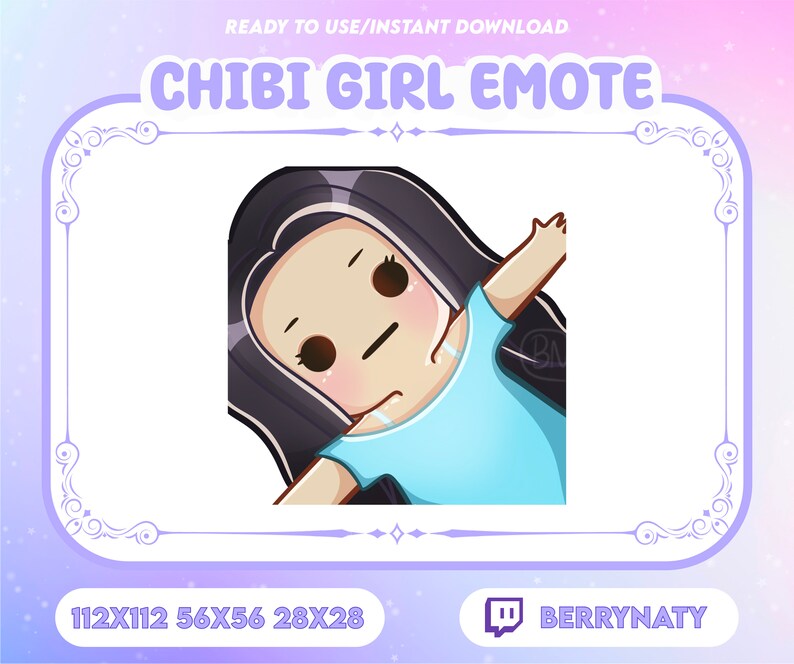 Cute Chibi Girl Emote for Twitch Streamers, Discord, Youtube Light Skin ...
