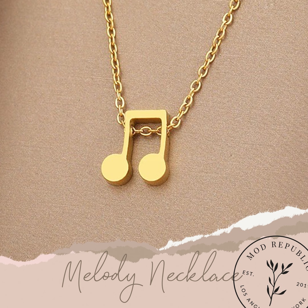 Elegant Melody Necklace - Eighth Note Pendant - Stainless Steel - Music ...