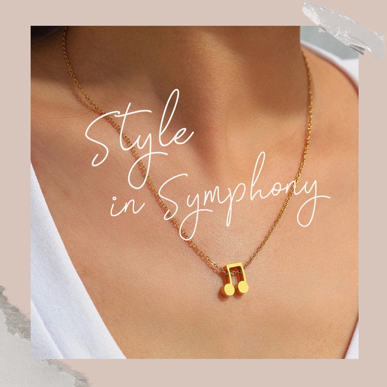 Elegant Melody Necklace - Eighth Note Pendant - Stainless Steel - Music ...