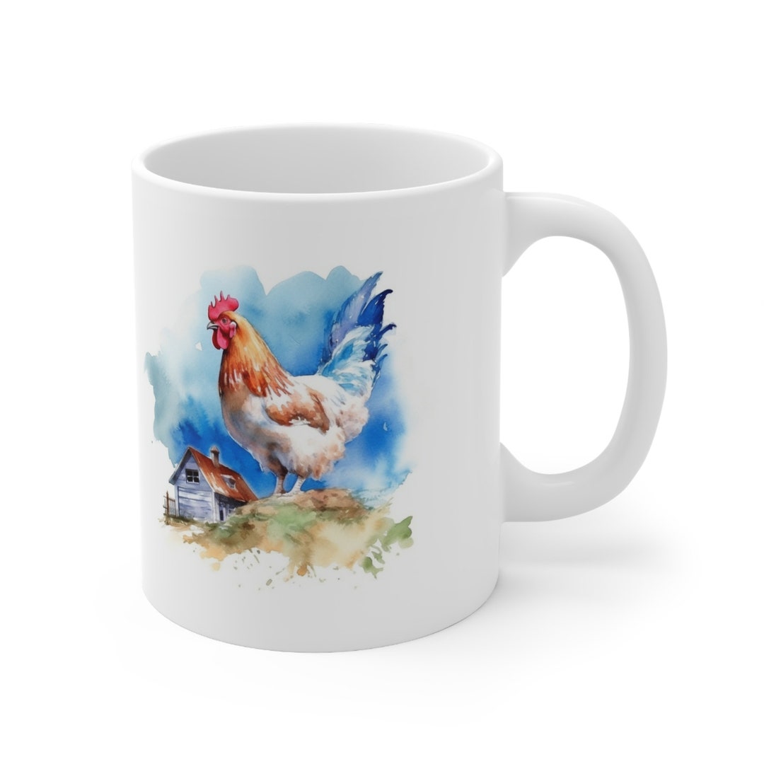 Chicken Coffee Cup Gift Farmer Water Color Farm Life Country Boy Girl ...