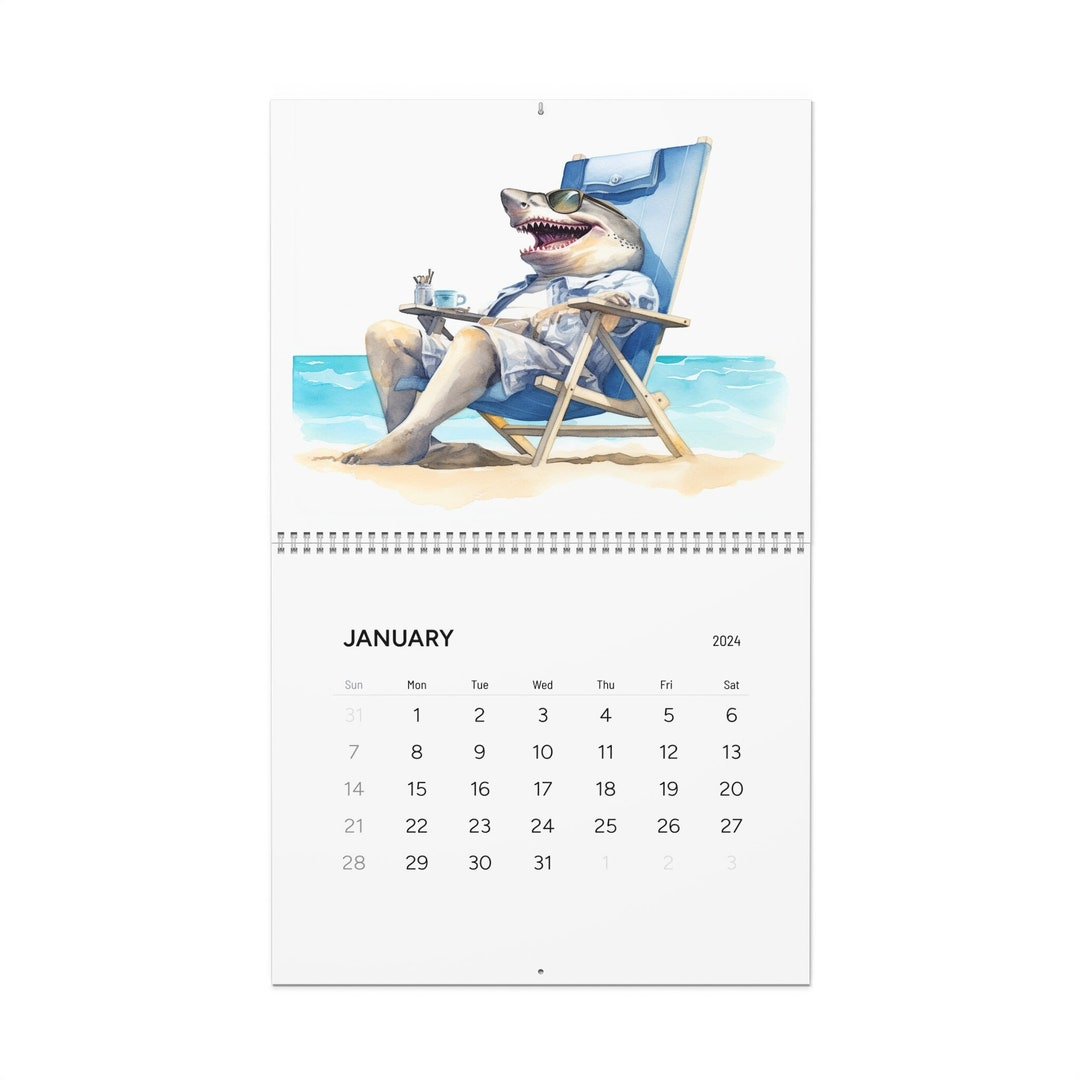 Funny Animal Calendar 2024 Beach Bum Fun Gift Ocean Water New House ...