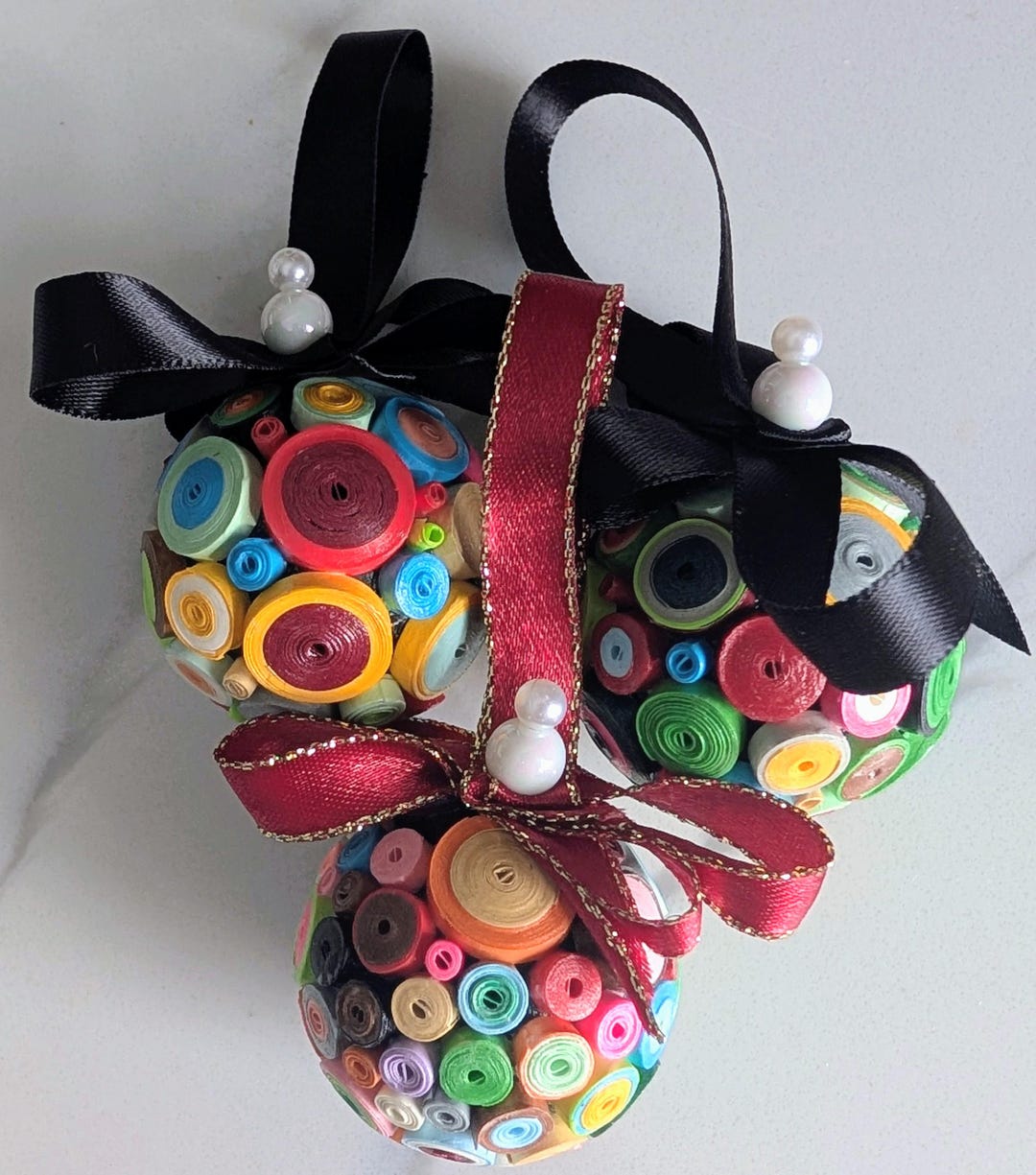 Handmade Paper Quilling Ornament Set | Multicolor Quilled Christmas ...