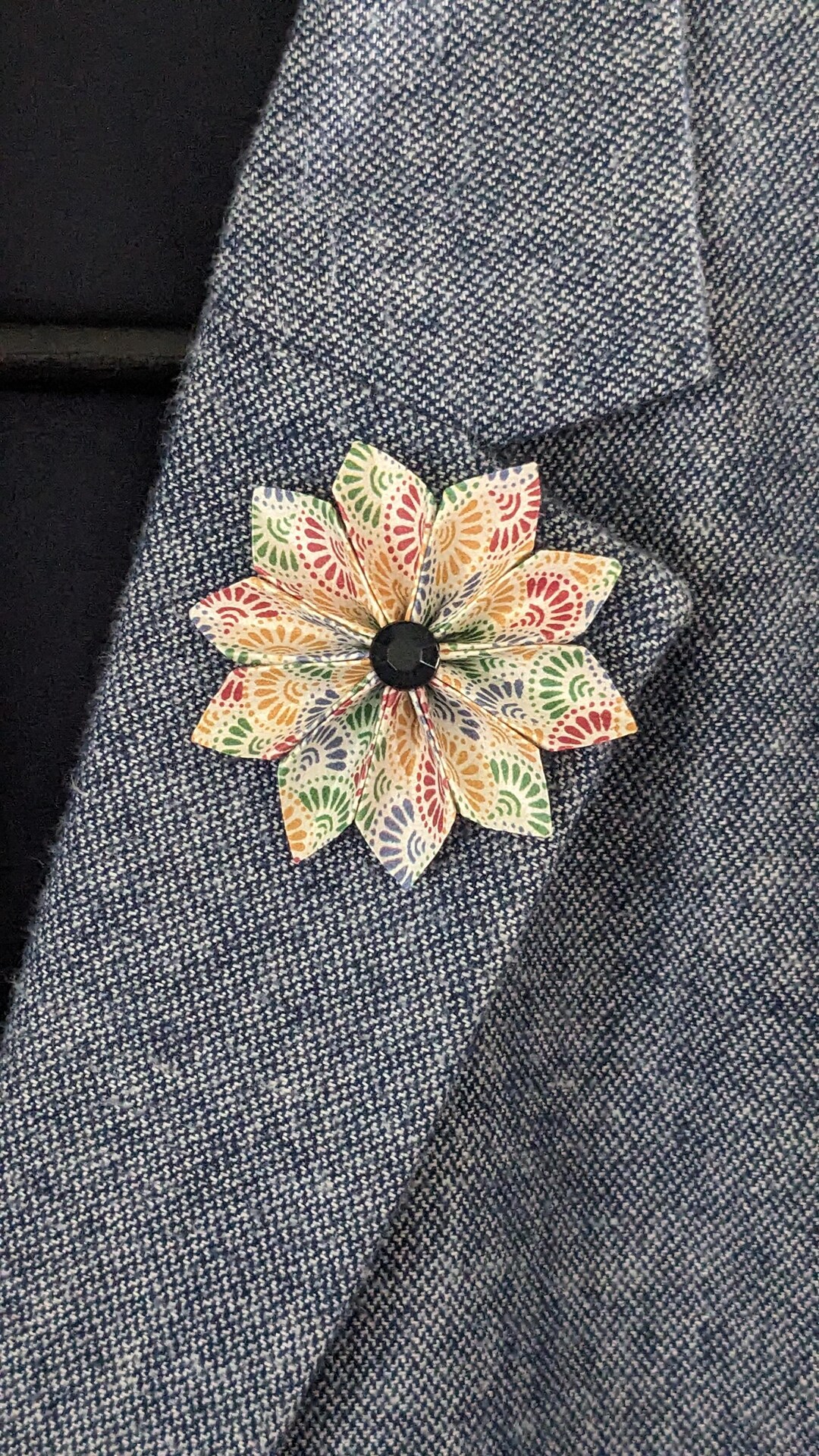 Rangoli Paper Flower Lapel Pin: Origami Washi Pattern Brooch - Etsy