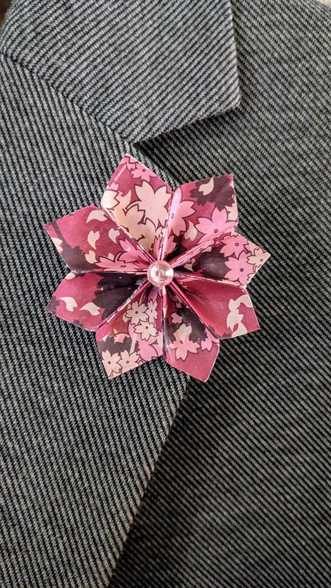 Violet Paper Flower Lapel Pin/pink Flower Lapel Pin/personalized Gift ...