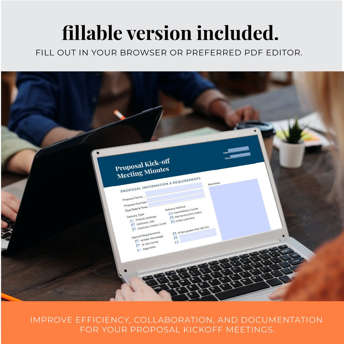 Meeting Minutes Template for Proposal Kick-off Meetings Fillable and ...