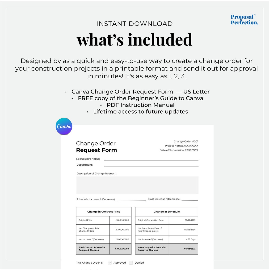 Change Order Form Template for Project Management | Designed in Canva ...