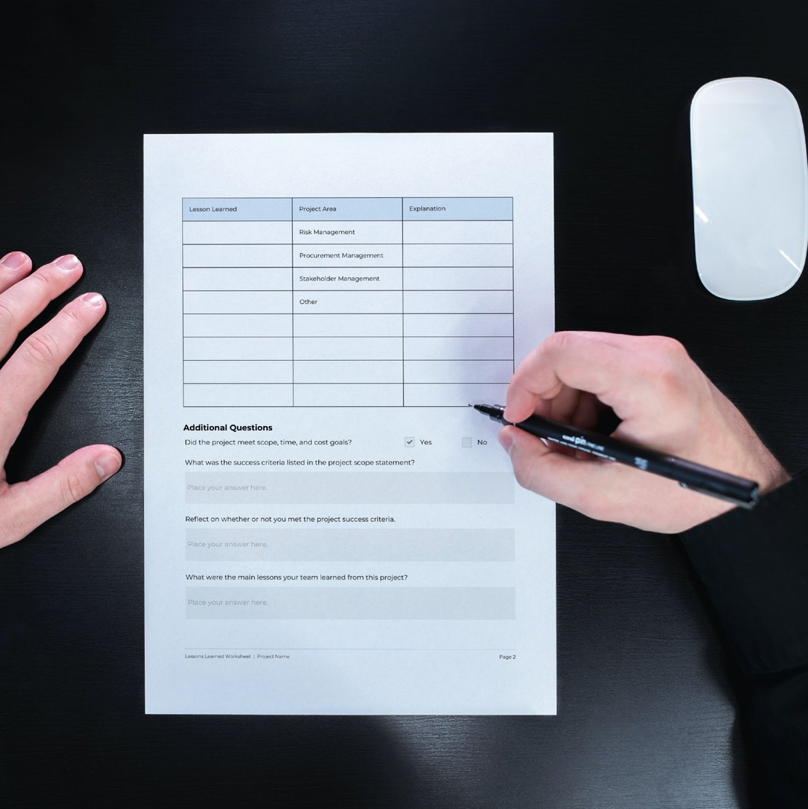 Lessons Learned Register Worksheet for Project Managers, Fillable ...