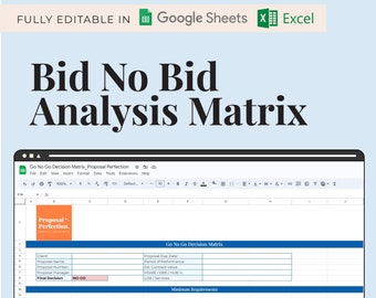 Go No Go Weighted Proposal Decision Matrix for Excel Google Sheets ...