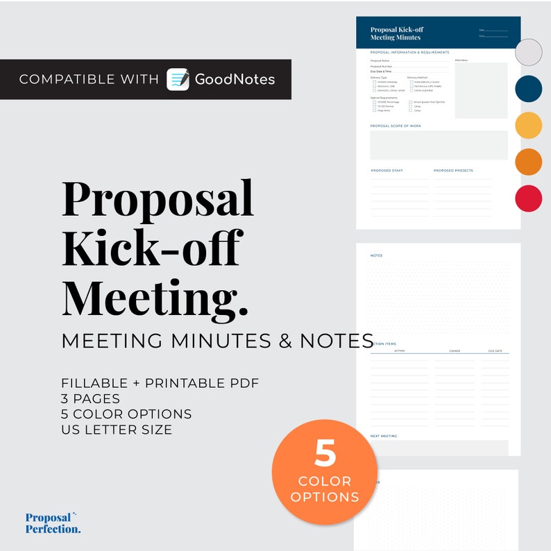 Proposal Kick-off Meeting Minutes Fillable and Printable PDF for ...