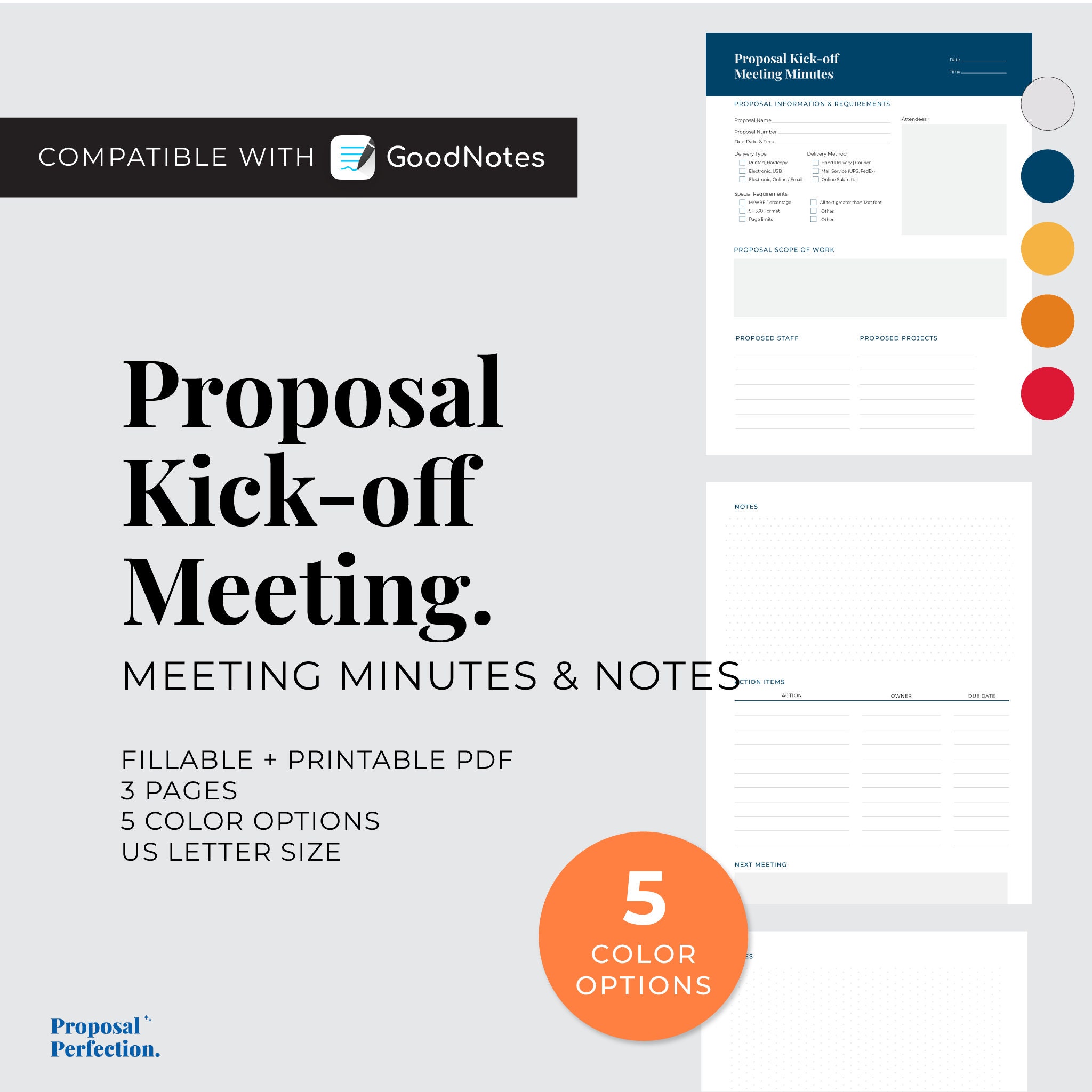 Proposal Kick-off Meeting Minutes Fillable and Printable PDF for ...