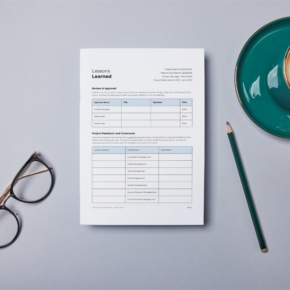 Lessons Learned Register Worksheet for Project Managers, Fillable ...