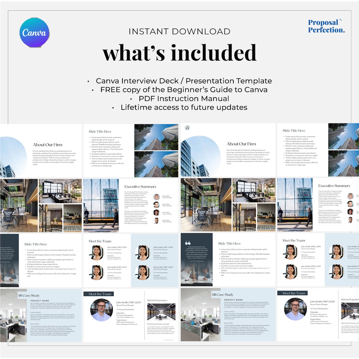 Canva Interview Deck Presentation Template for Professional Services | Win Over Clients With Our ...