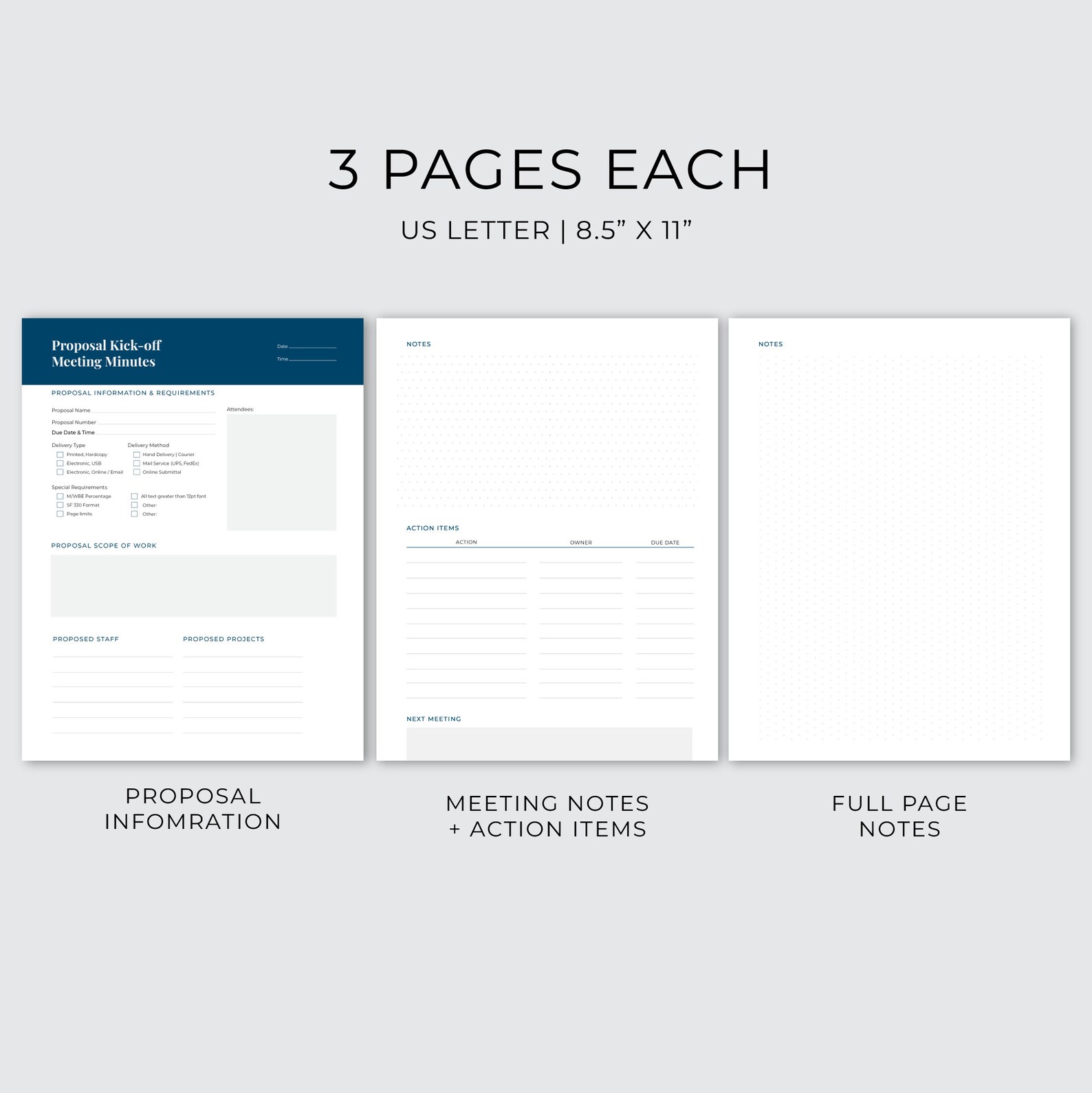 Meeting Minutes Template for Proposal Kick-off Meetings Fillable and ...