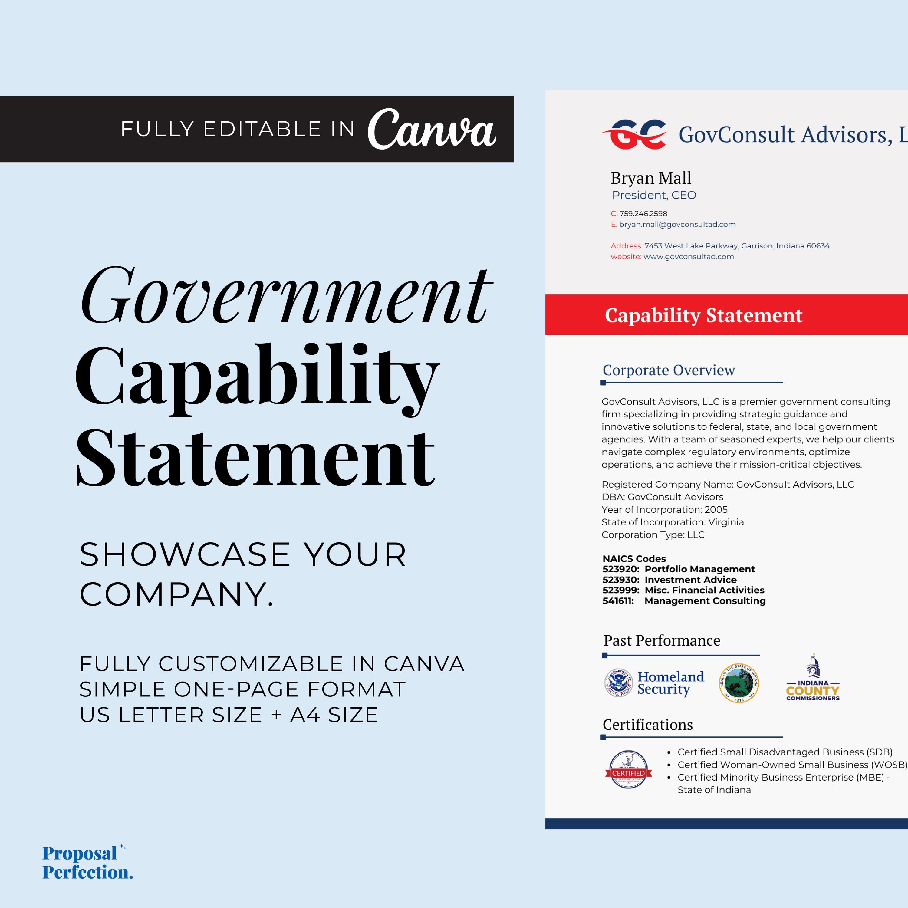 Govcon Consulting Capability Statement Template | Professional ...