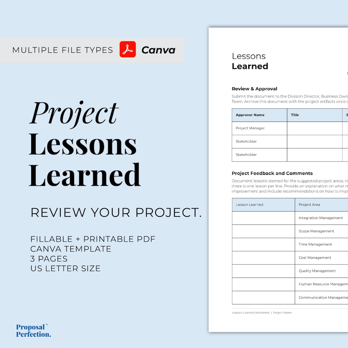 Lessons Learned Register Worksheet for Project Managers, Fillable ...
