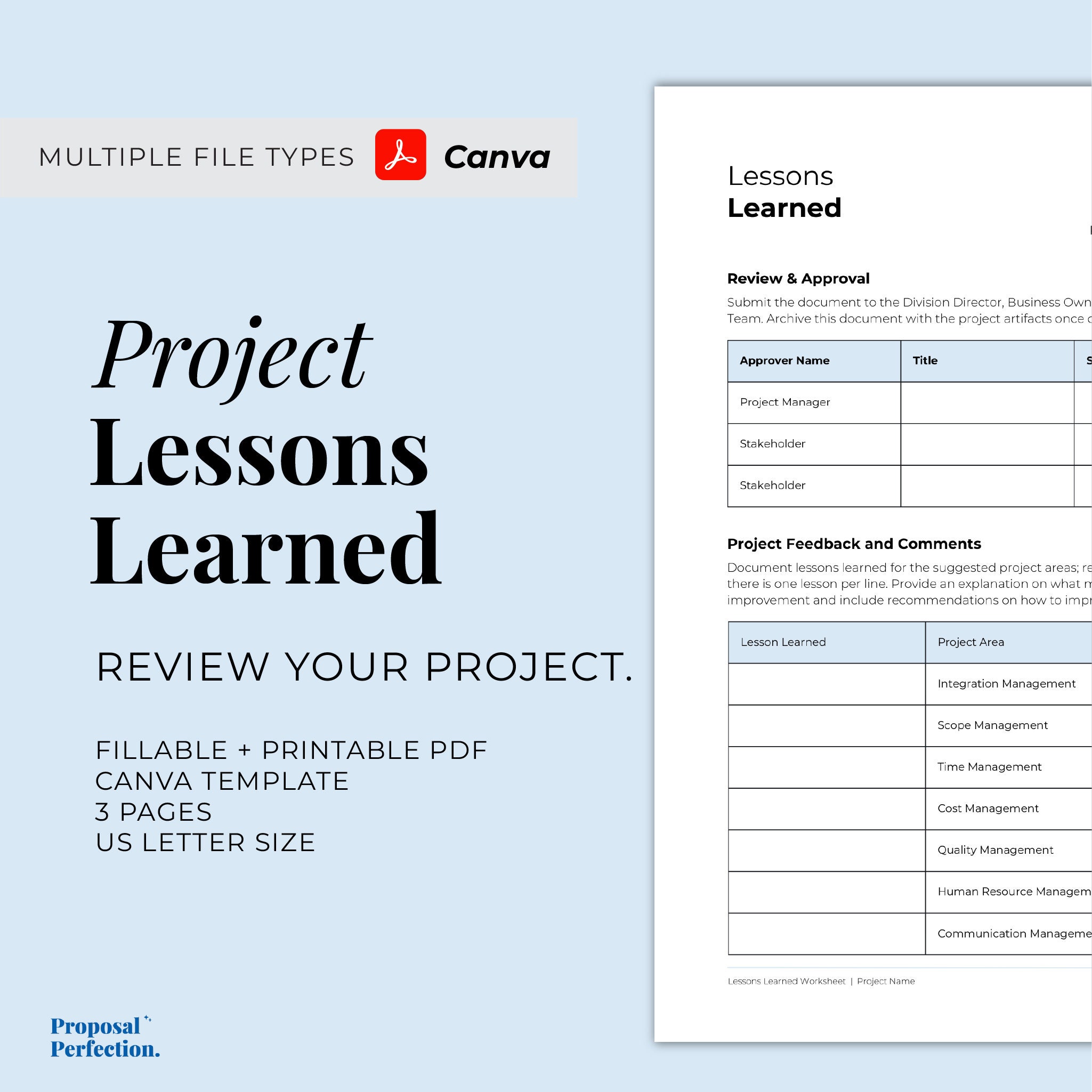 Lessons Learned Register Worksheet for Project Managers, Fillable ...