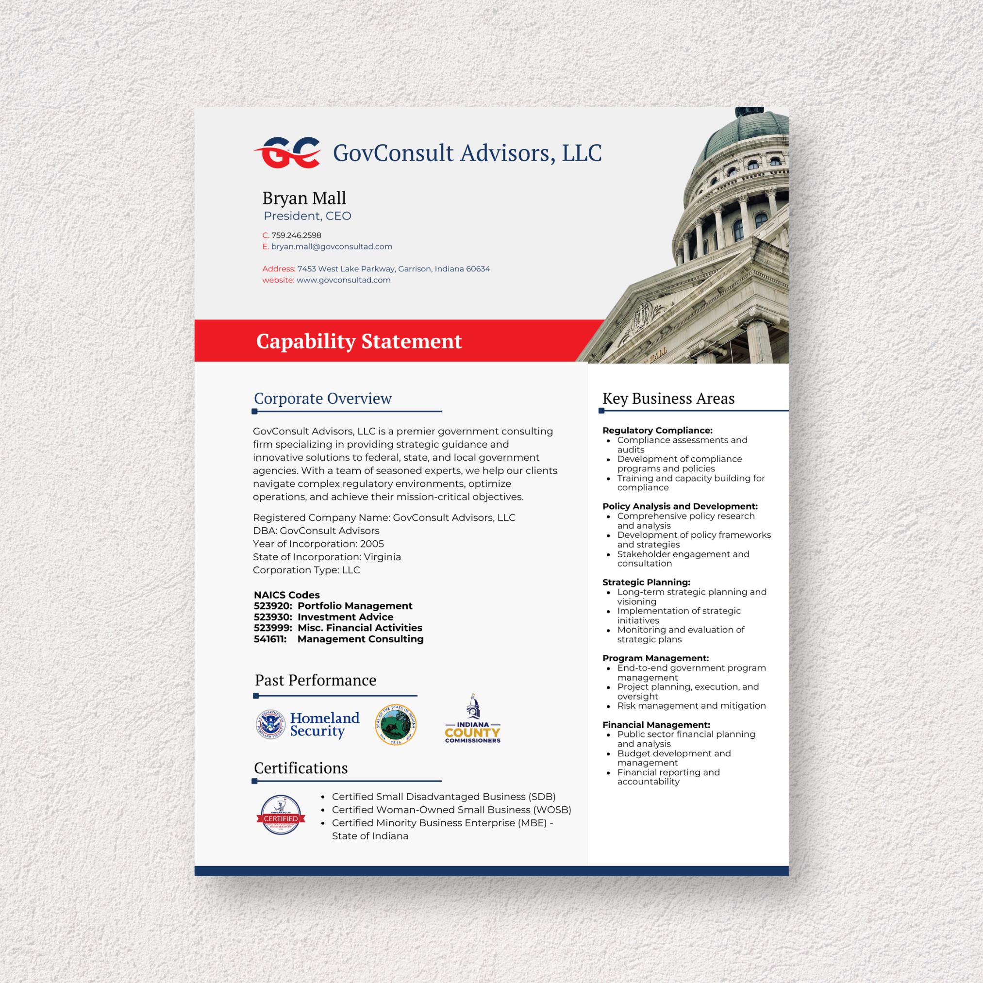 Govcon Consulting Capability Statement Template | Professional ...