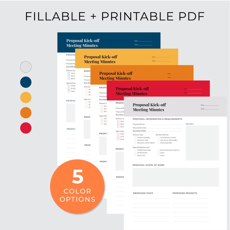 Meeting Minutes Template for Proposal Kick-off Meetings Fillable and ...