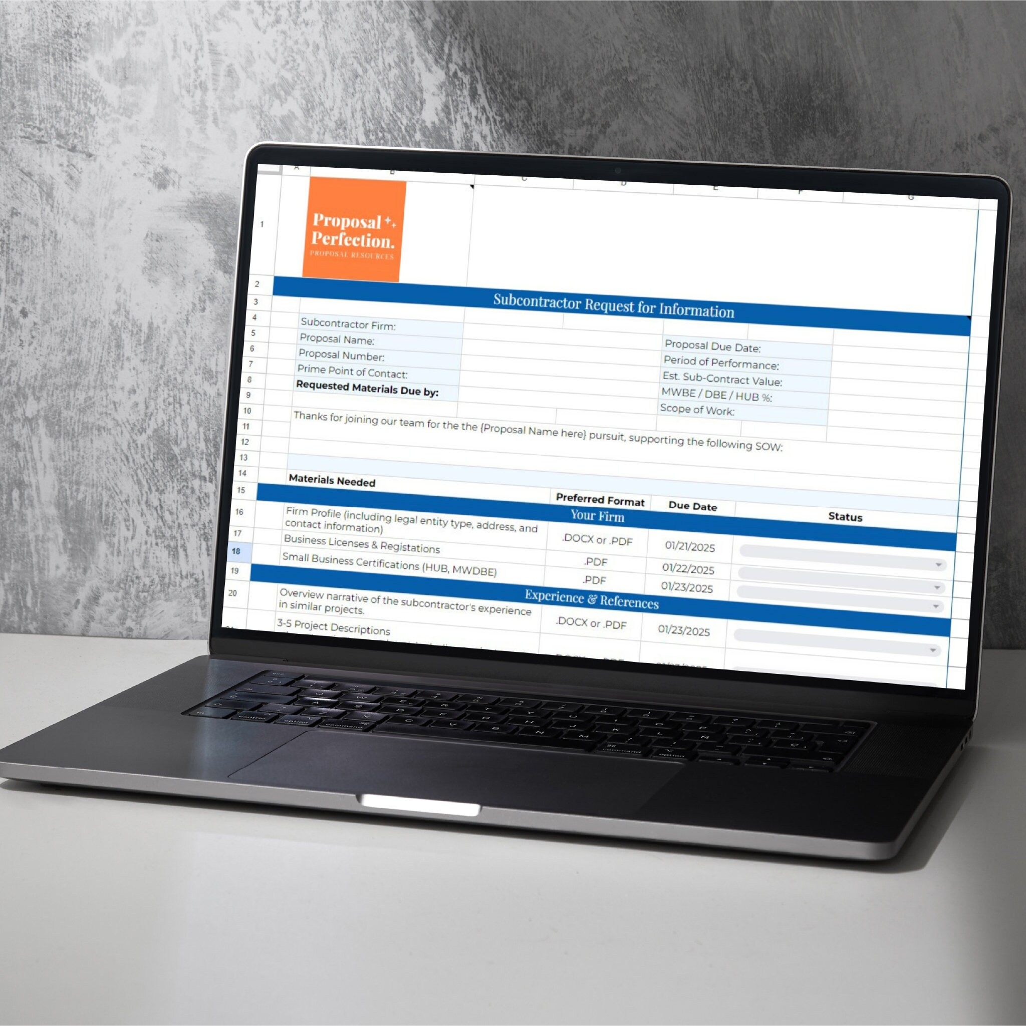 Subcontractor Proposal RFI Request for Document Information Collection for AEC Consulting RFP ...