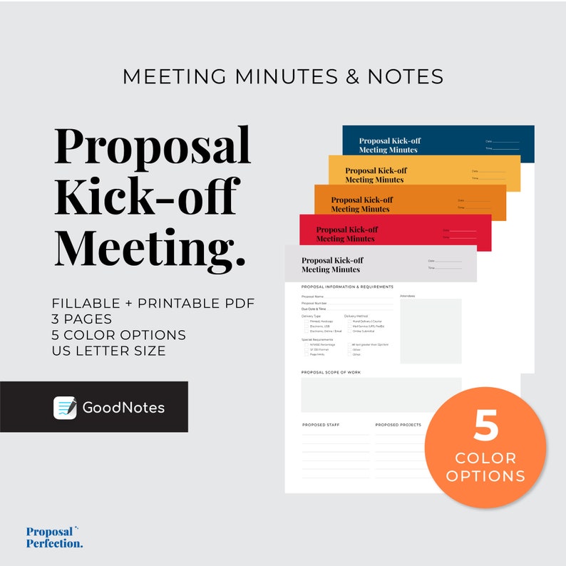 Meeting Minutes Template for Proposal Kick-off Meetings Fillable and ...