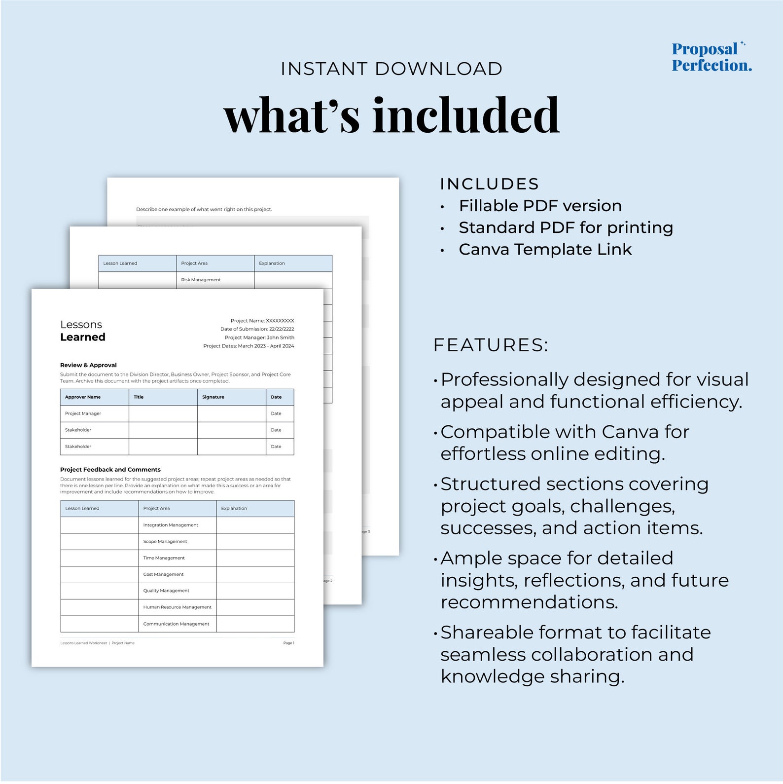 Lessons Learned Register Worksheet for Project Managers, Fillable ...