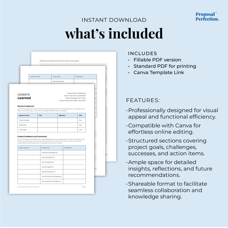 Lessons Learned Register Worksheet for Project Managers, Fillable ...