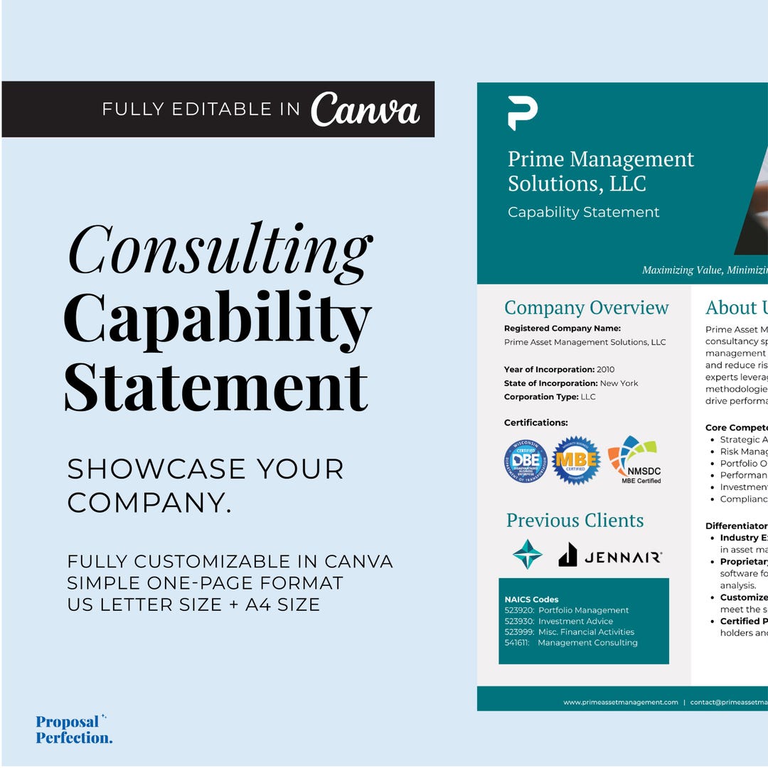 Consulting Capability Statement Template | Professional, Customizable ...
