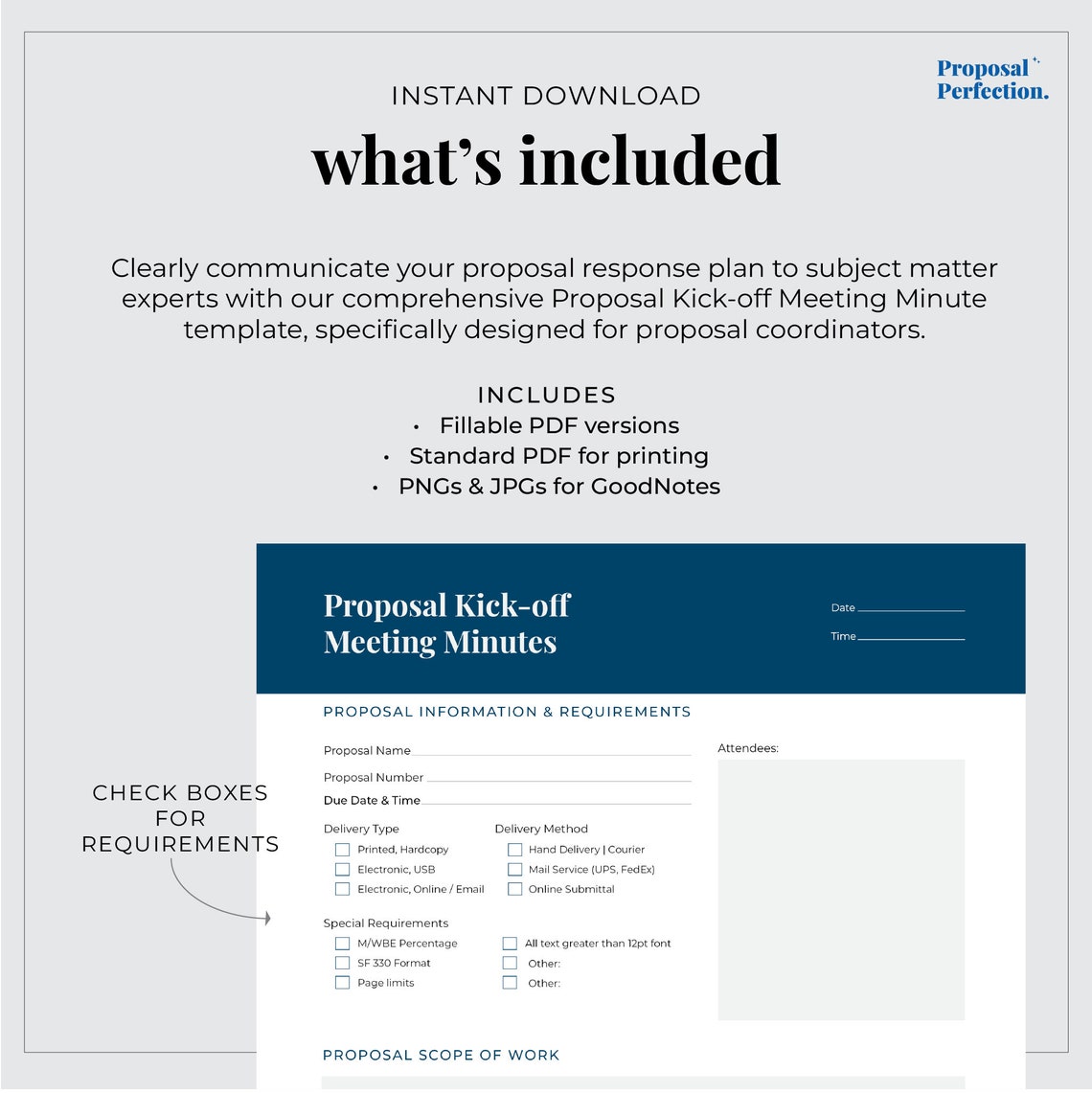 Meeting Minutes Template for Proposal Kick-off Meetings Fillable and ...