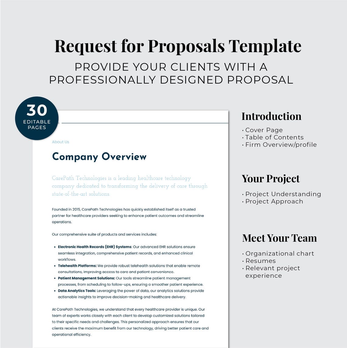 RFP Template Healthcare Technology Industry Request for Proposal Canva ...