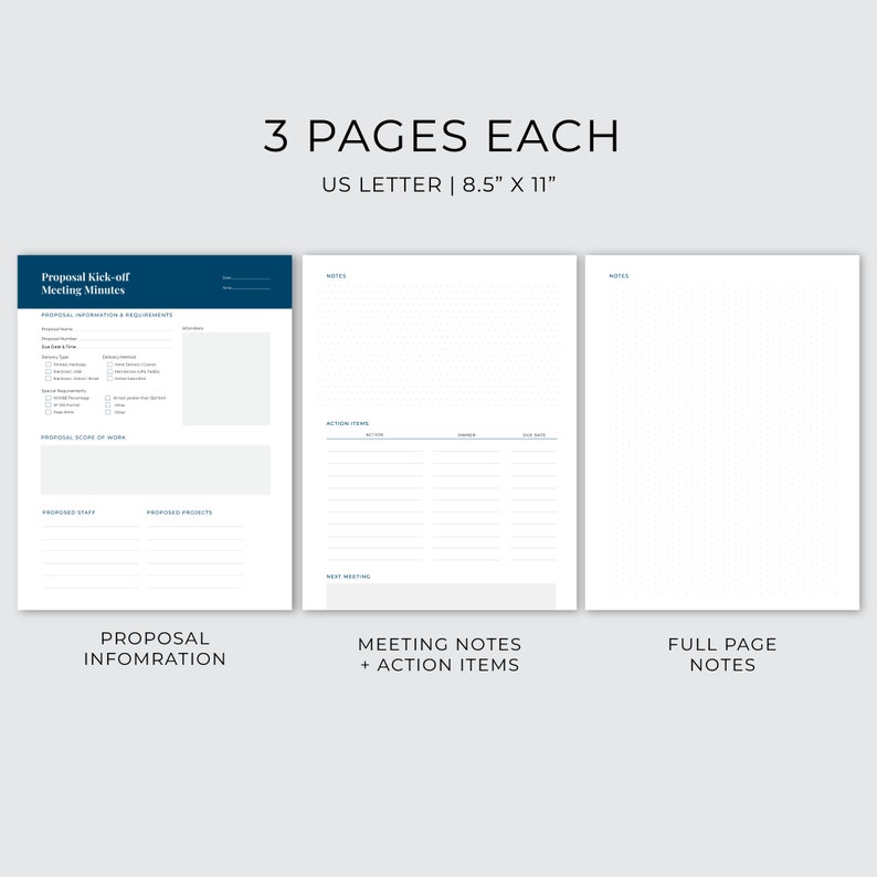 Proposal Kick-off Meeting Minutes Fillable and Printable PDF for ...
