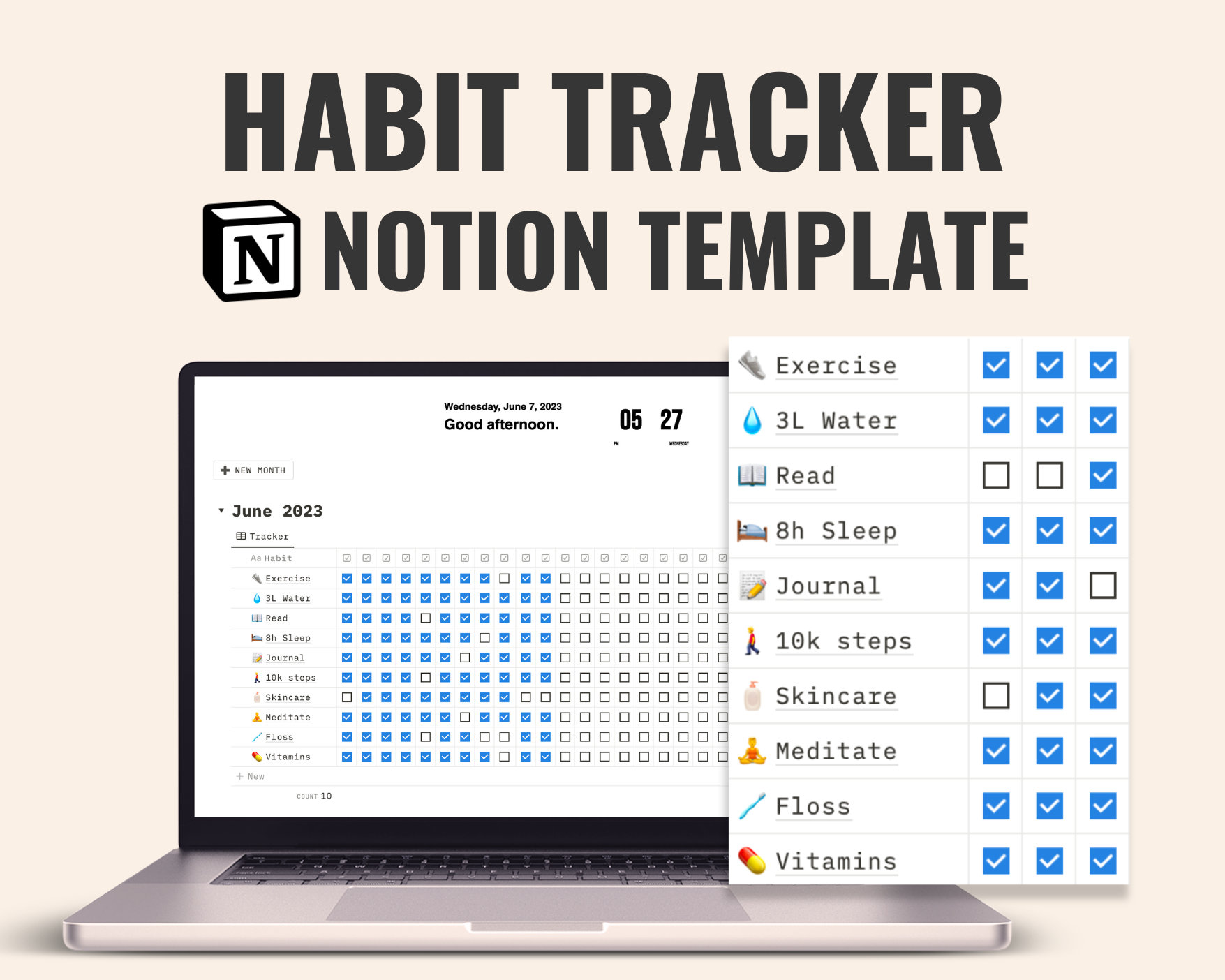 Notion Daily Habit Tracker Template - Etsy