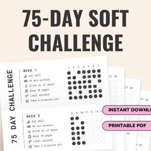 75 Day Soft Challenge Tracker Minimalist Printable Digital PDF - Etsy