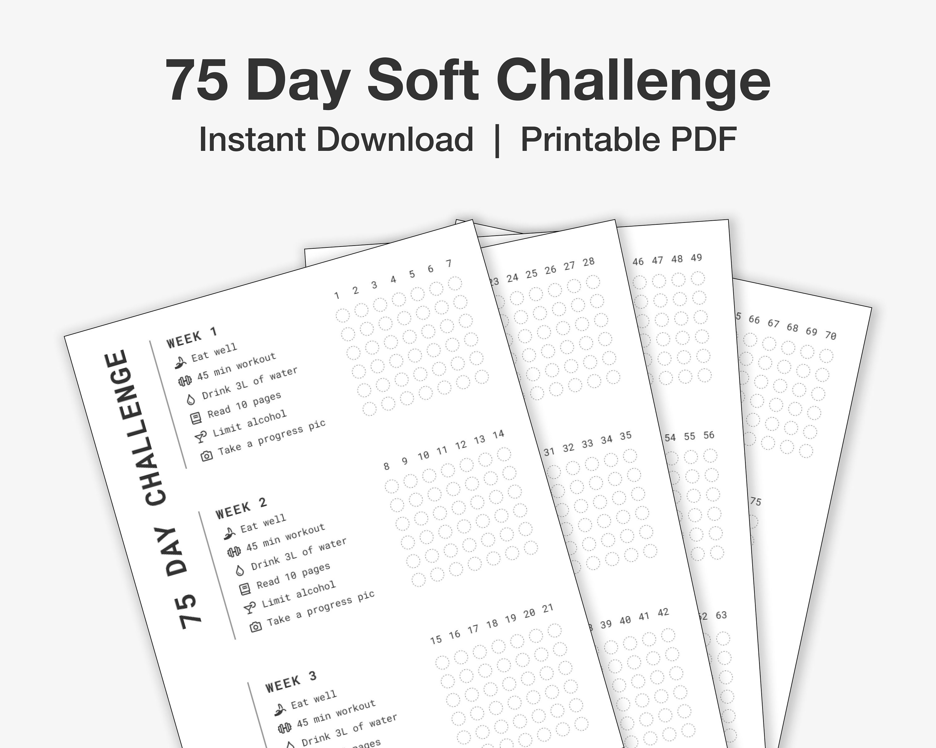 75 Day Soft Challenge Tracker Minimalist Printable Digital PDF - Etsy